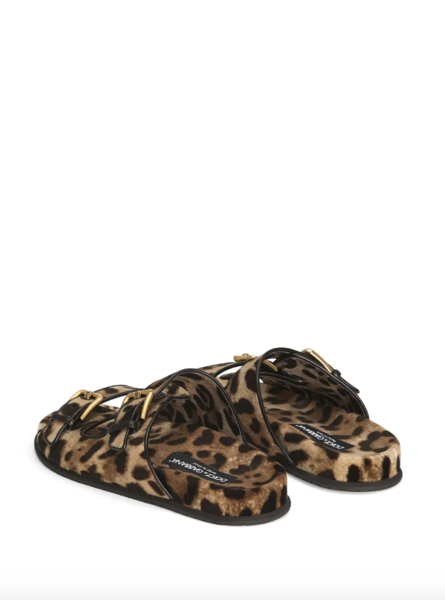 Dolce & Gabbana leopard print velvet sliders – Profile Fashion